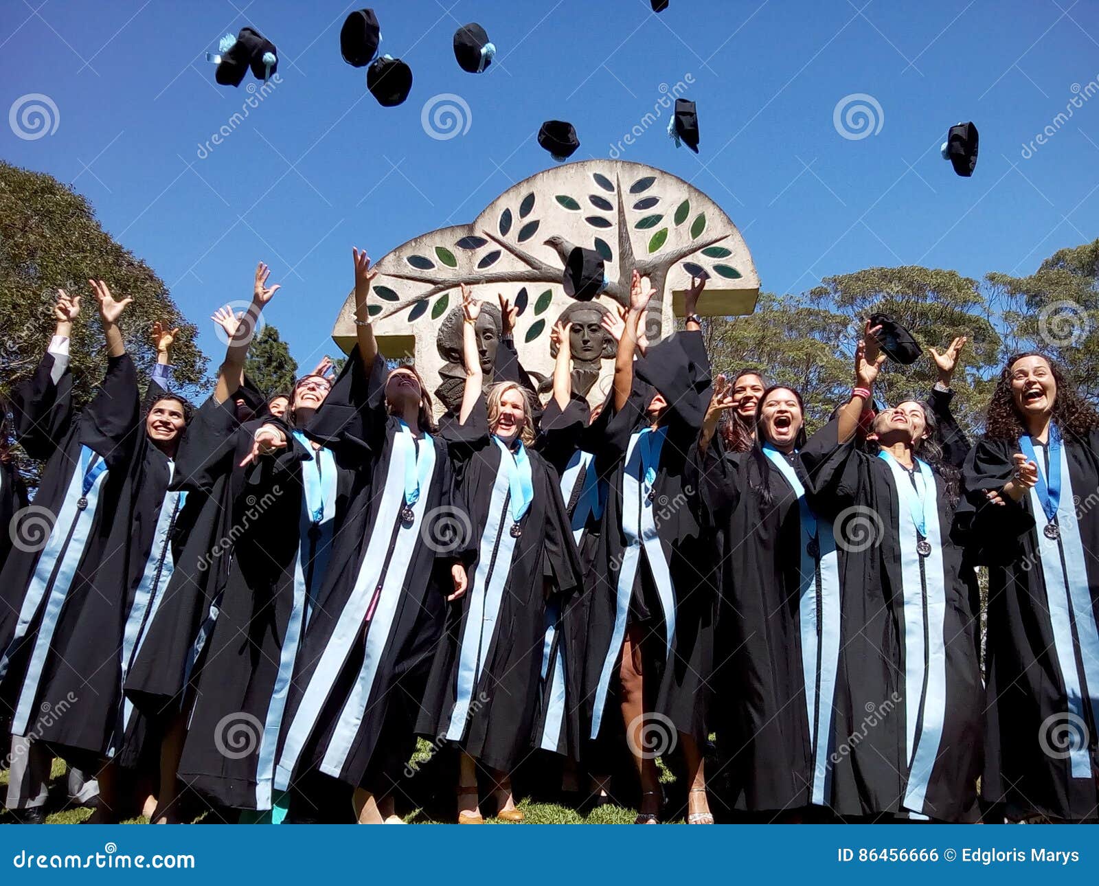 Students Throwing Graduation Hats Editorial Photo - Image of happy ...