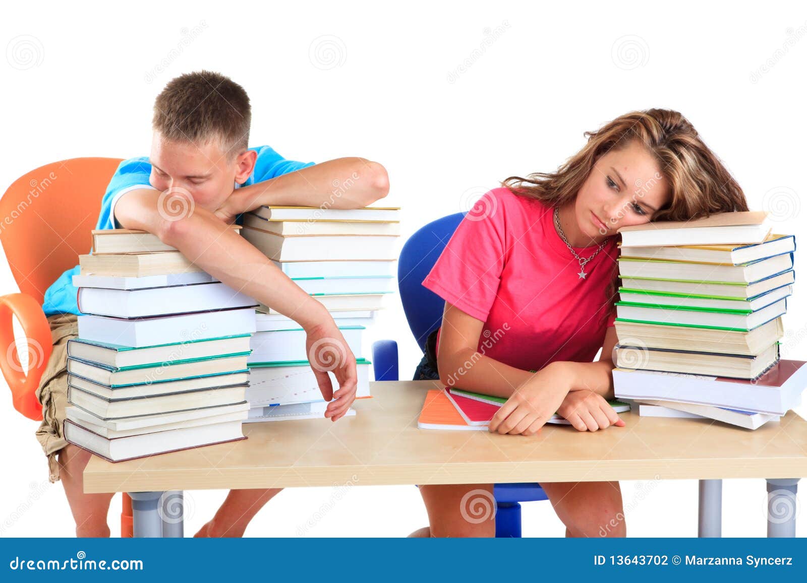 Students Tired after Studying Stock Photo - Image of stack, stacks ...