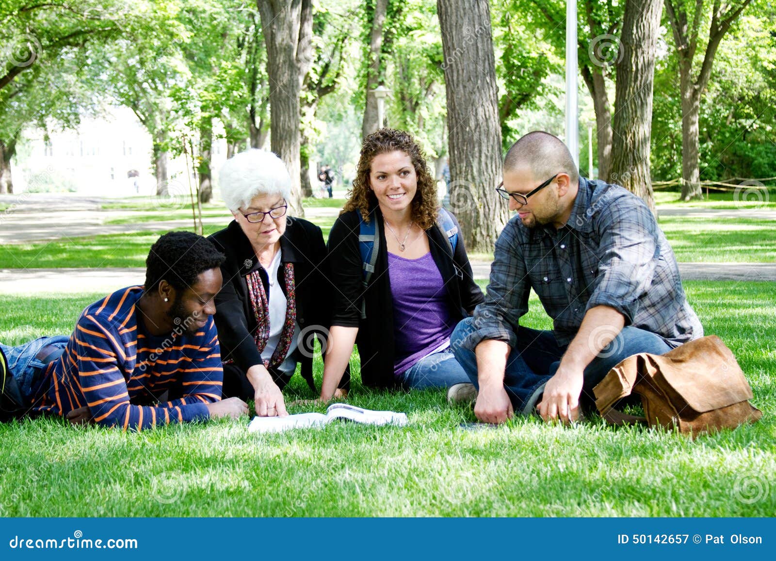 Students and Tutor Discussing Lesson Stock Image - Image of trees ...