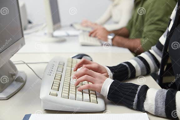 Students Typing on Keyboard in Computer Class Stock Photo - Image of ...