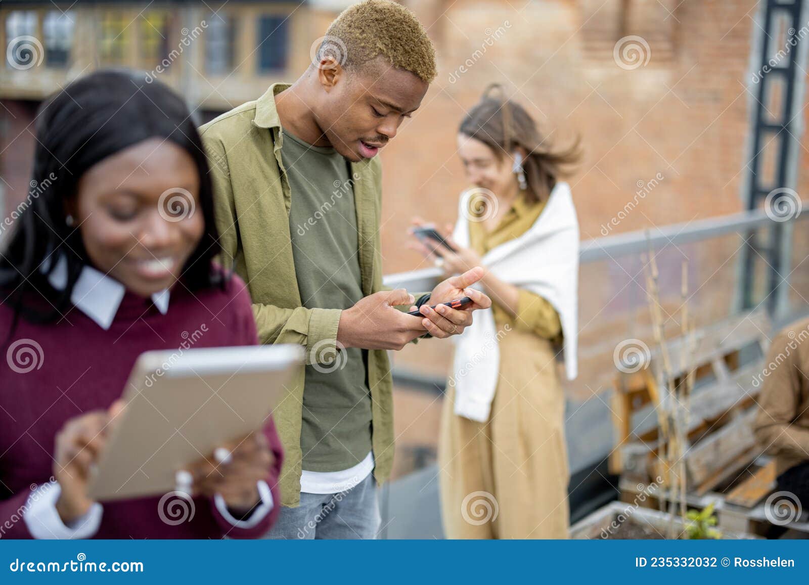 Students Use Digital Devices at University Campus Stock Photo - Image ...