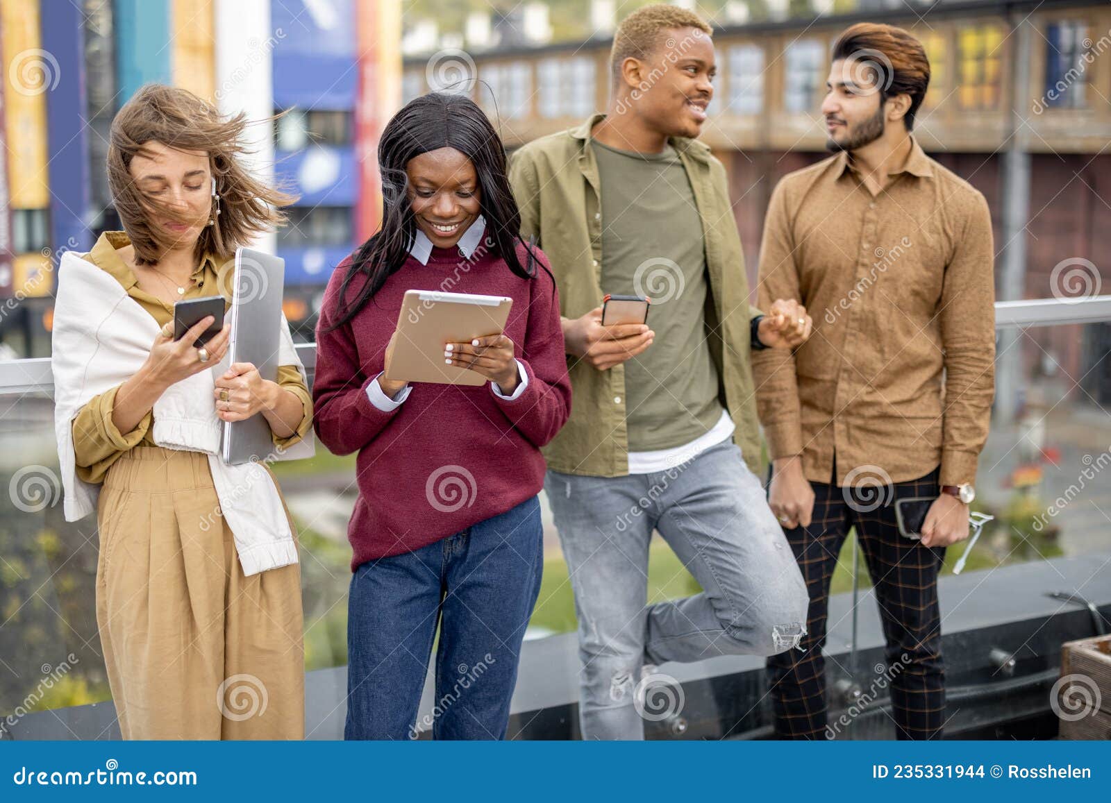 Students Use Digital Devices at University Campus Stock Photo - Image ...