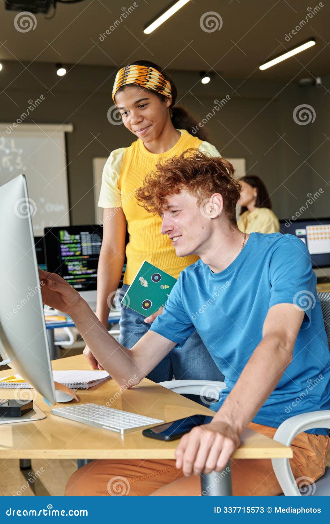 Students Using Computer Side View Stock Image - Image of diversity ...