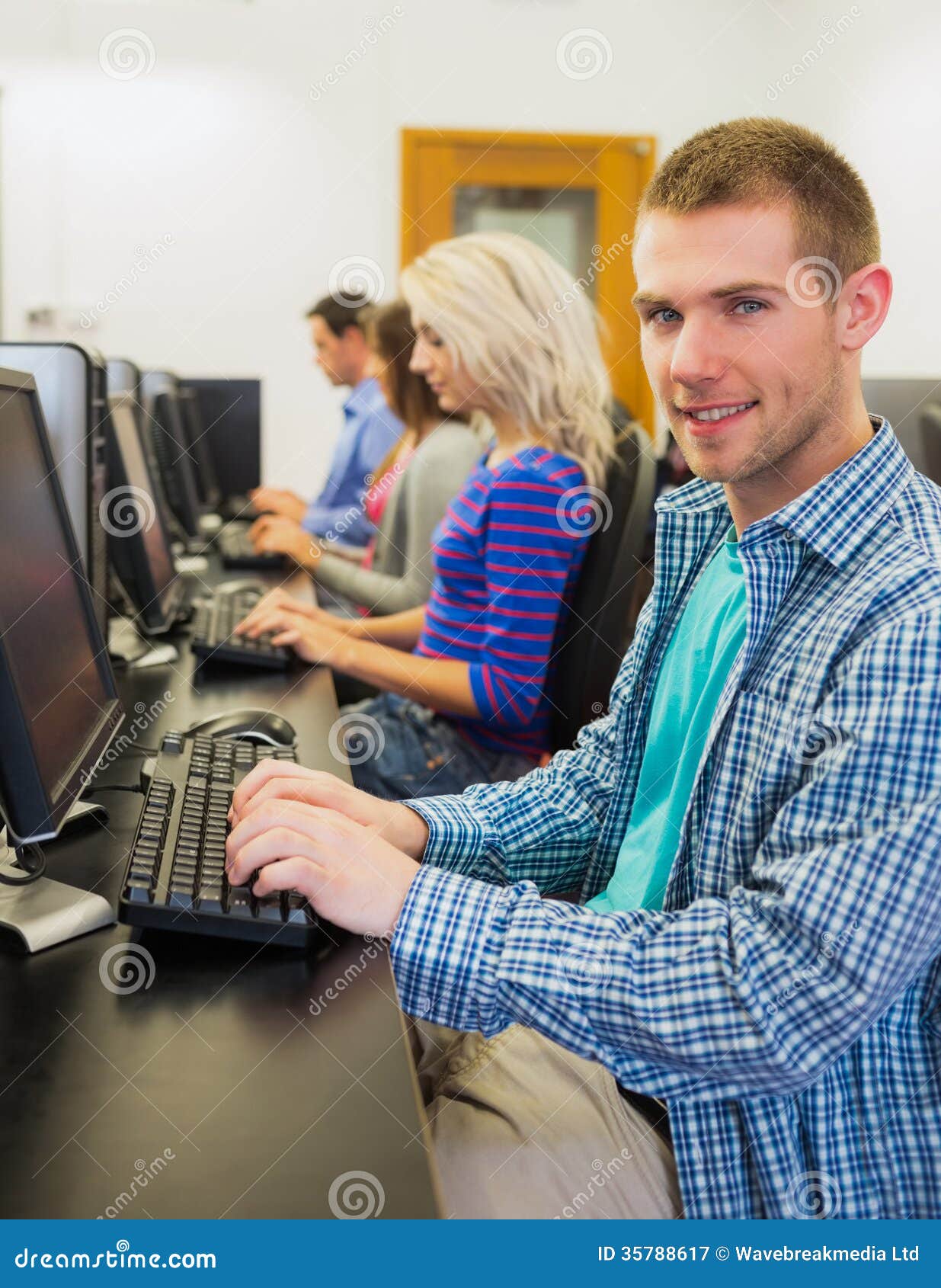 Students Using Computers in the Computer Room Stock Image - Image of ...