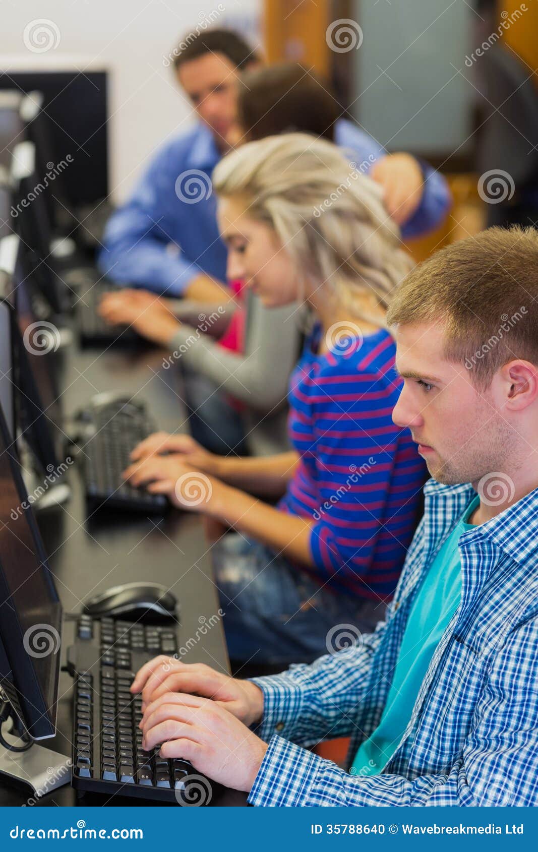 Students Using Computers in the Computer Room Stock Photo - Image of ...