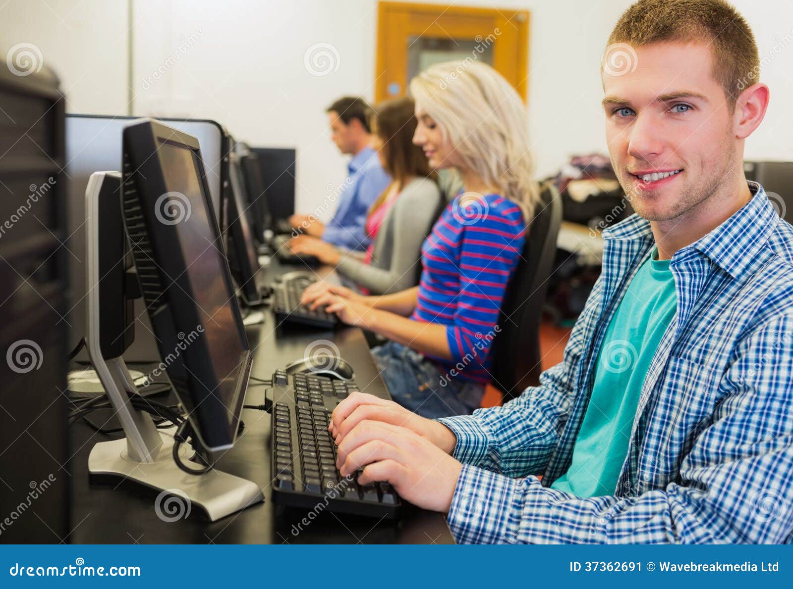Students Using Computers in the Computer Room Stock Image - Image of ...