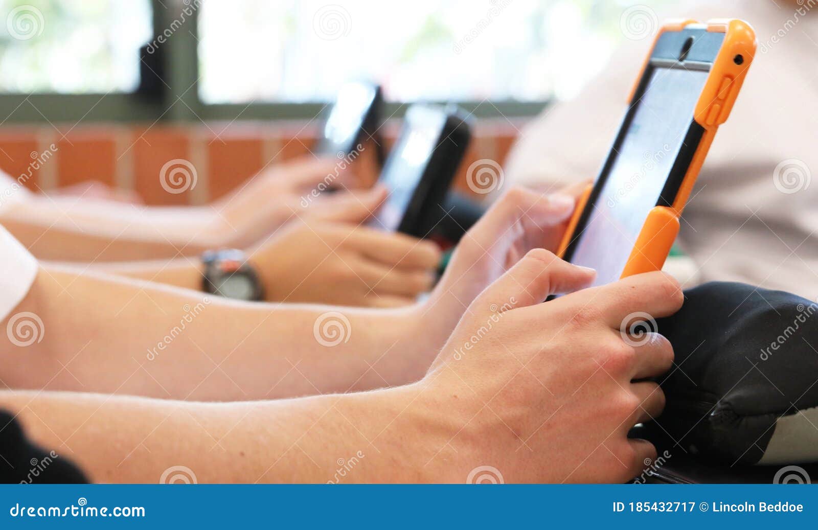 Students Using Digital Technology in the Classroom. Stock Image - Image ...