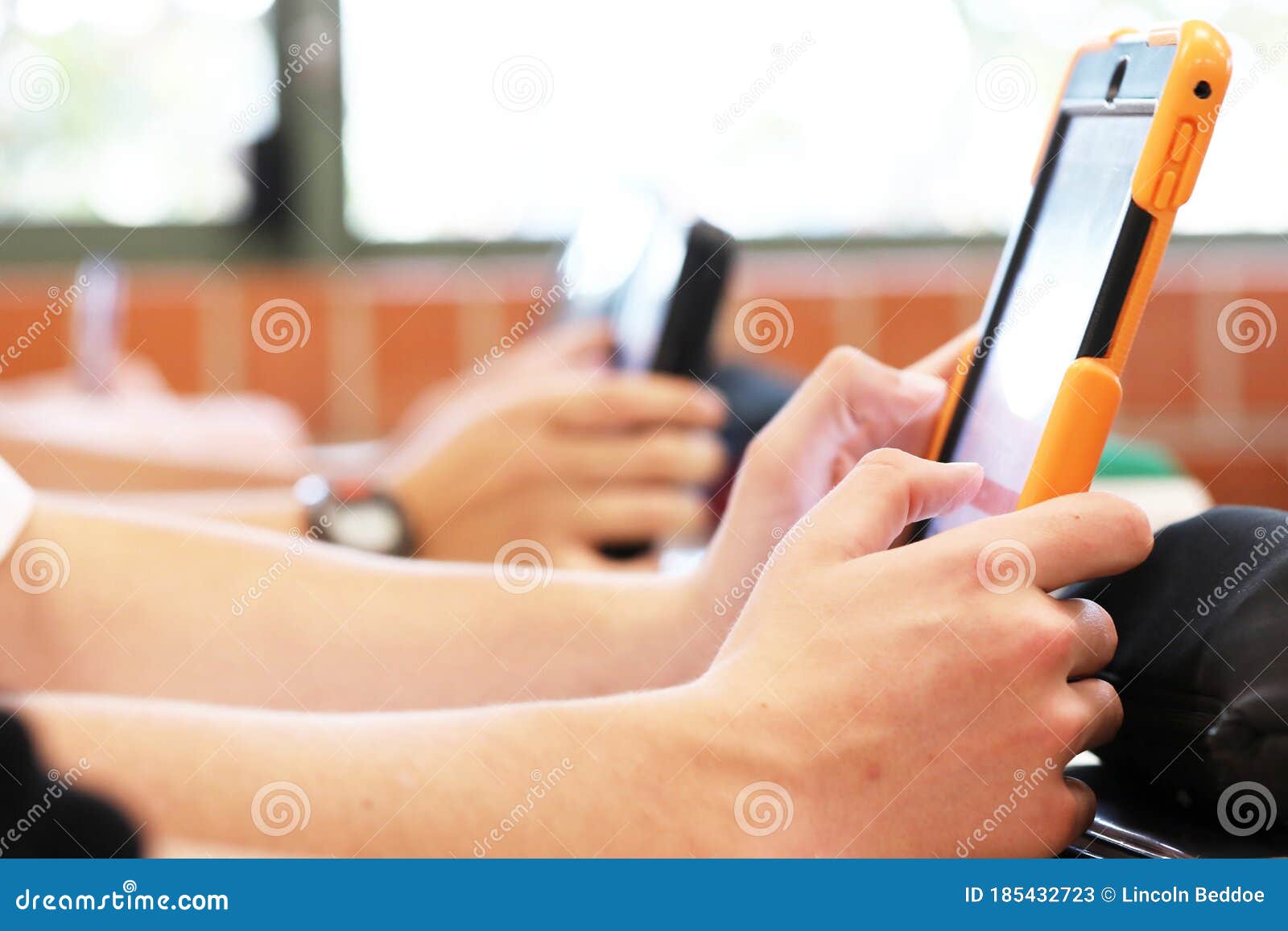 Students Using Digital Technology in the Classroom. Stock Image - Image ...