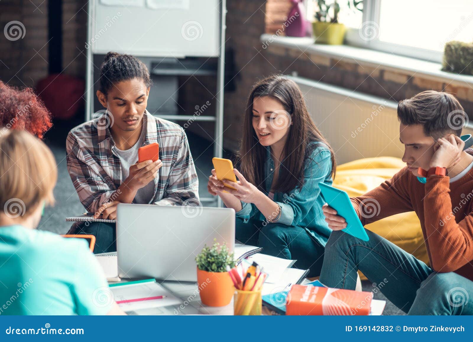 Students Using Gadgets while Searching for Information Stock Photo ...