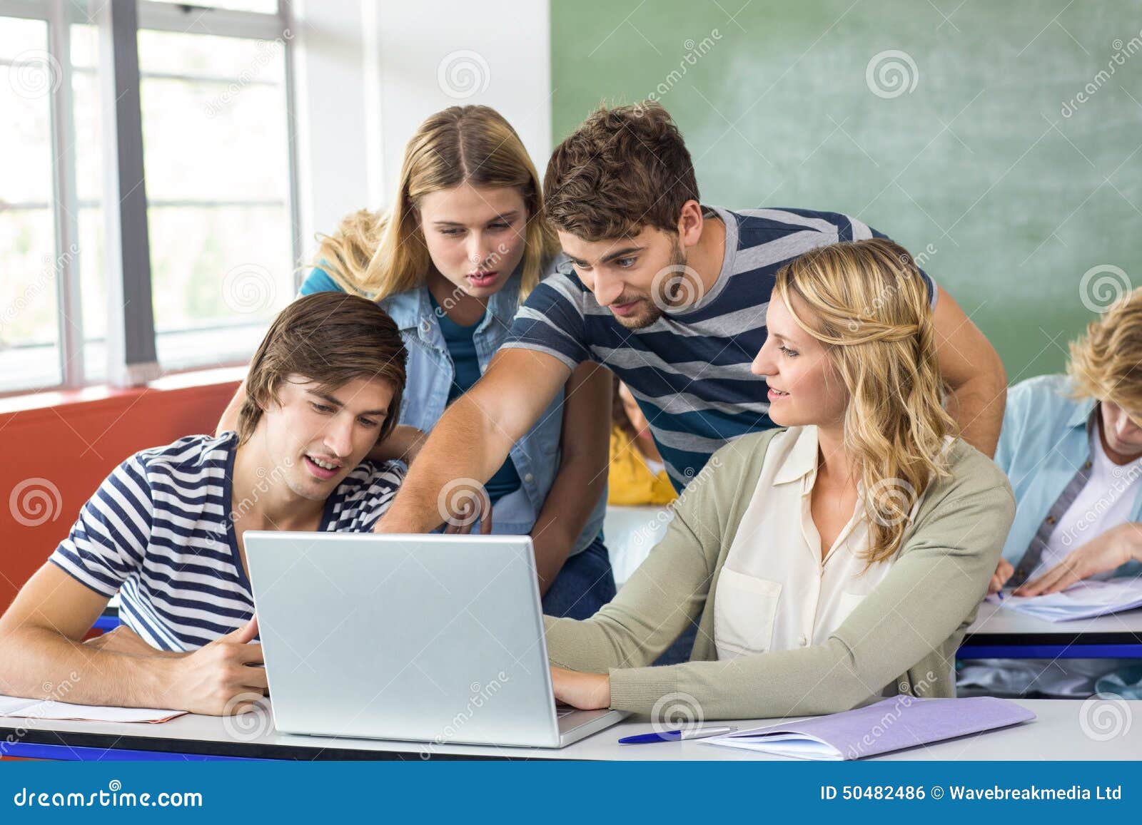 Students Using Laptop in Classroom Stock Photo - Image of lesson, five ...