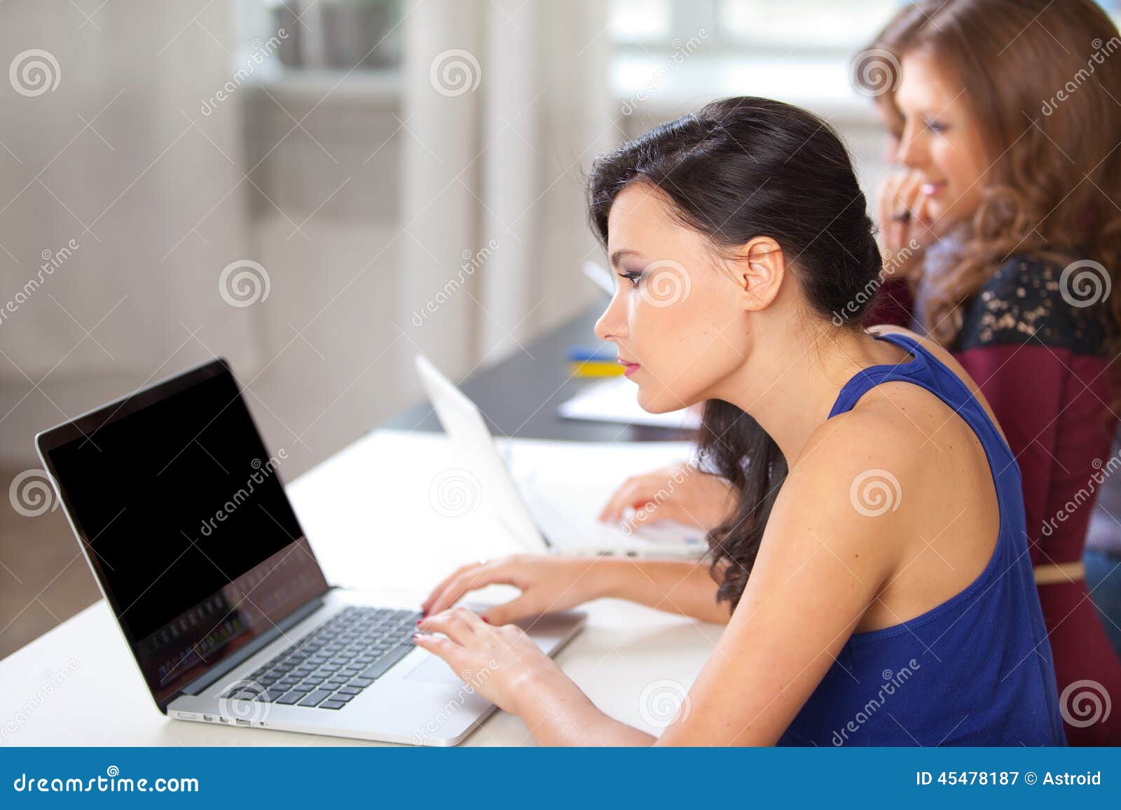 Students using laptop stock image. Image of beautiful - 45478187