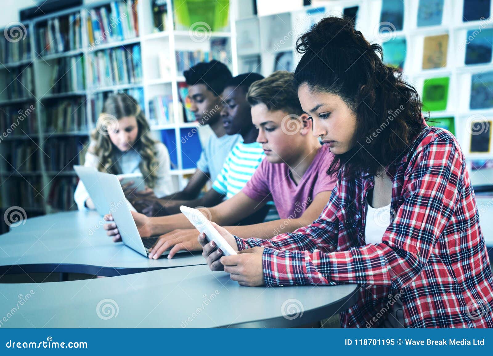 Students Using Laptop, Digital Tablet Stock Image - Image of friendship ...