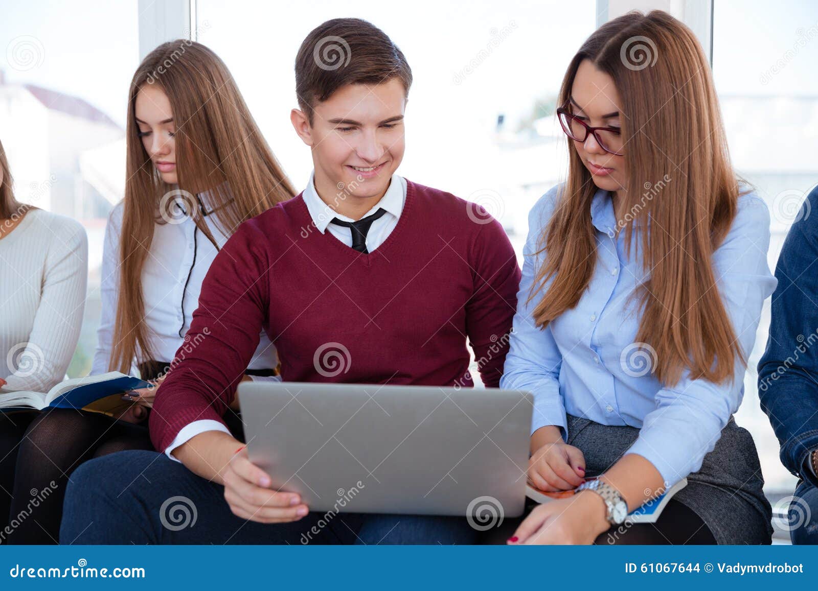 Students Using Laptop in University Campus Stock Photo - Image of hall ...