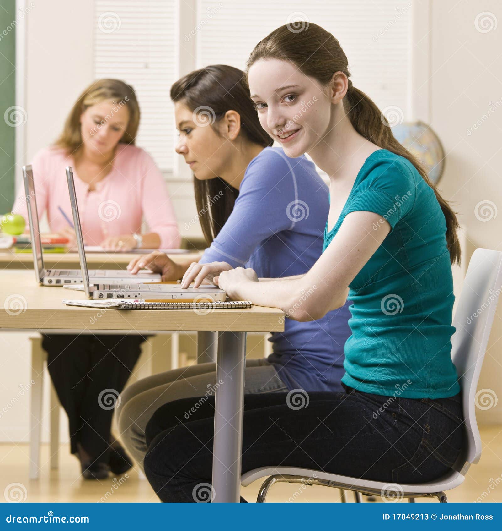 Students Using Laptops in Classroom Stock Image - Image of education ...