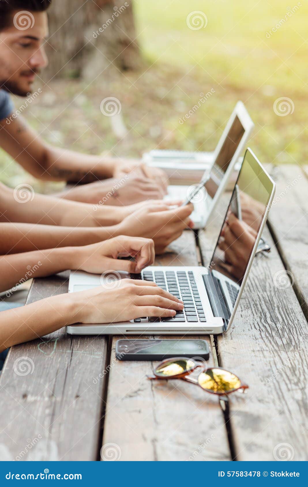 Students Using Laptops at the Park Stock Photo - Image of learning ...