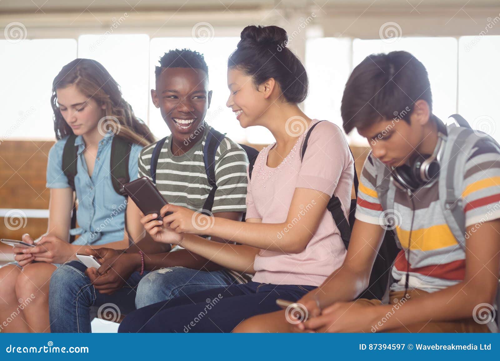 Students Using Mobile Phone in Campus Stock Image - Image of campus ...