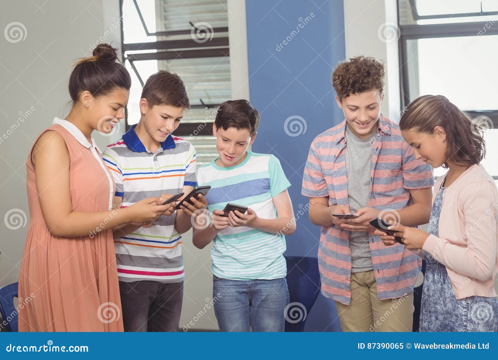 Students Using Mobile Phone in Classroom Stock Image - Image of ...