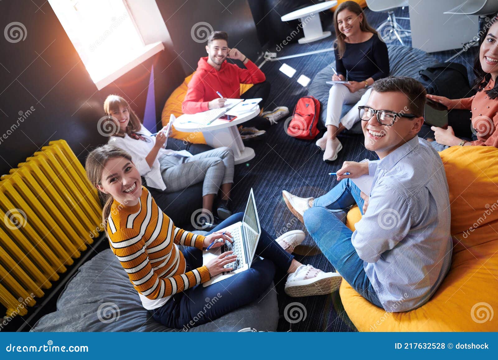 Students Using Modern Technology for School Project Stock Photo - Image ...