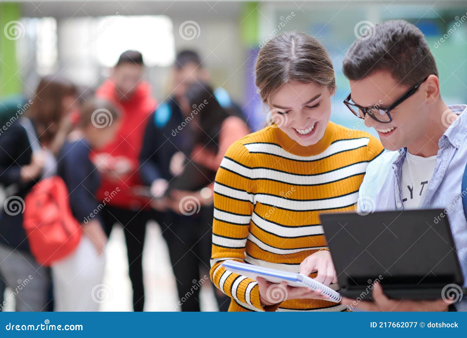 Students Using Modern Technology in School Stock Image - Image of happy ...