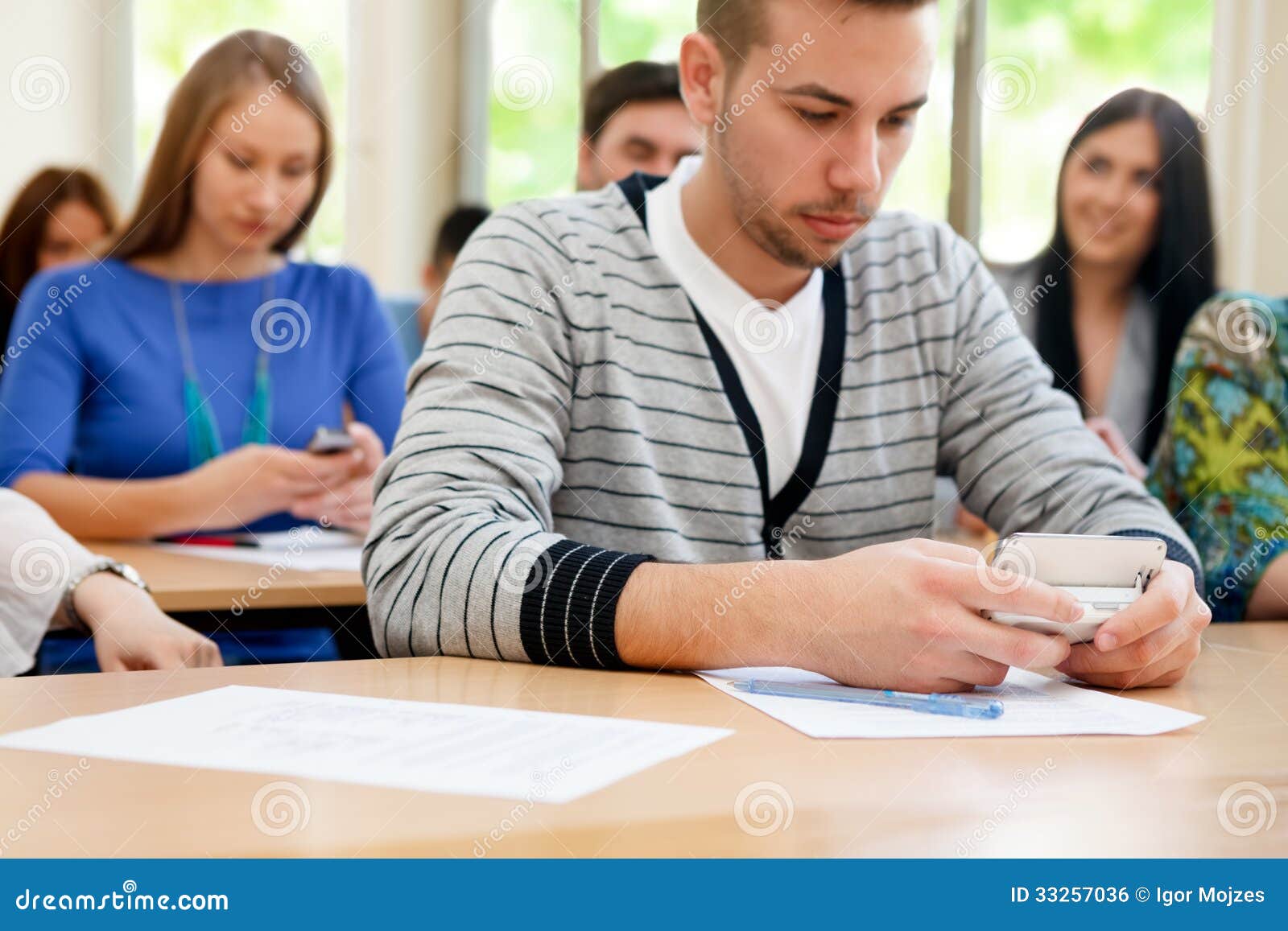 Students using phones stock photo. Image of girl, school - 33257036
