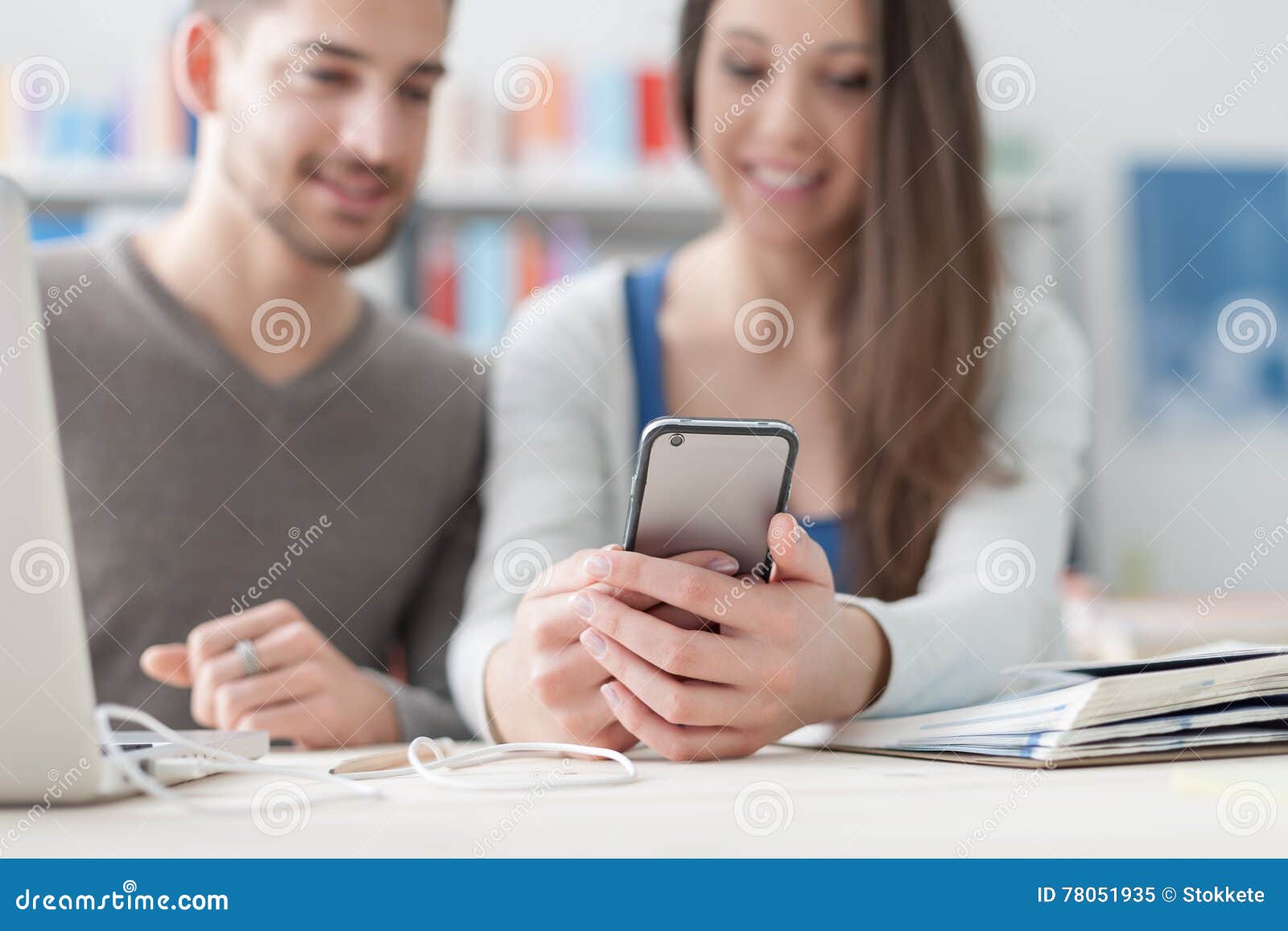 Students Using a Smart Phone Stock Image - Image of people, smart: 78051935