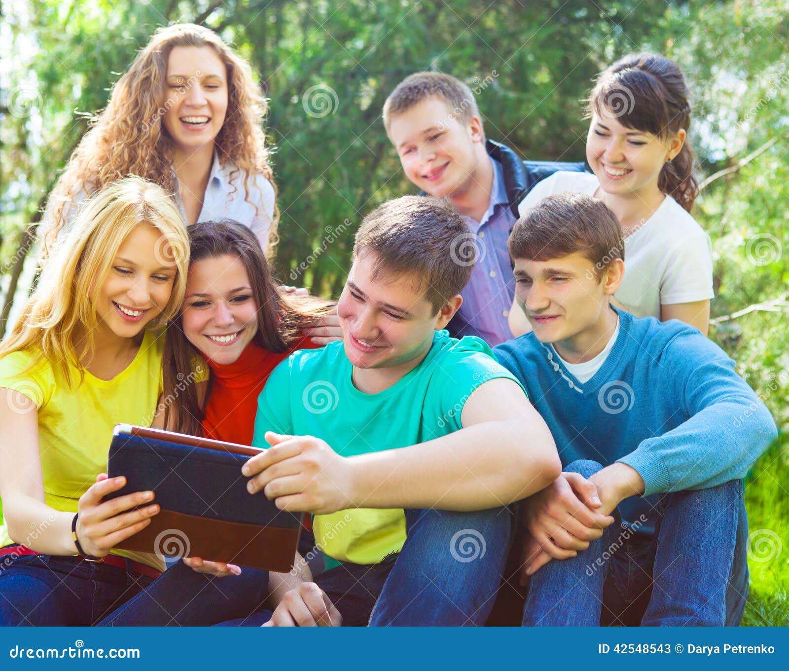 Students Using Tablet Computer while Doing Homework Stock Image - Image ...