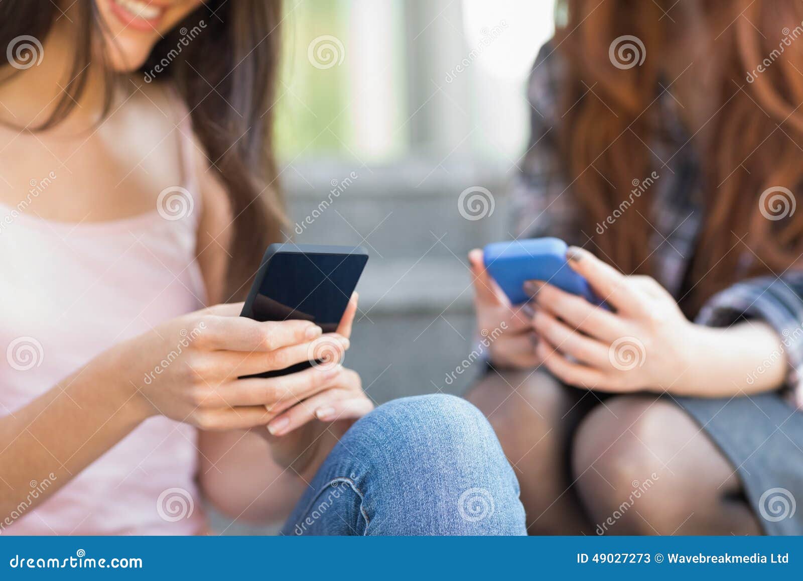 Students Using Their Smartphones Together Stock Image - Image of ...