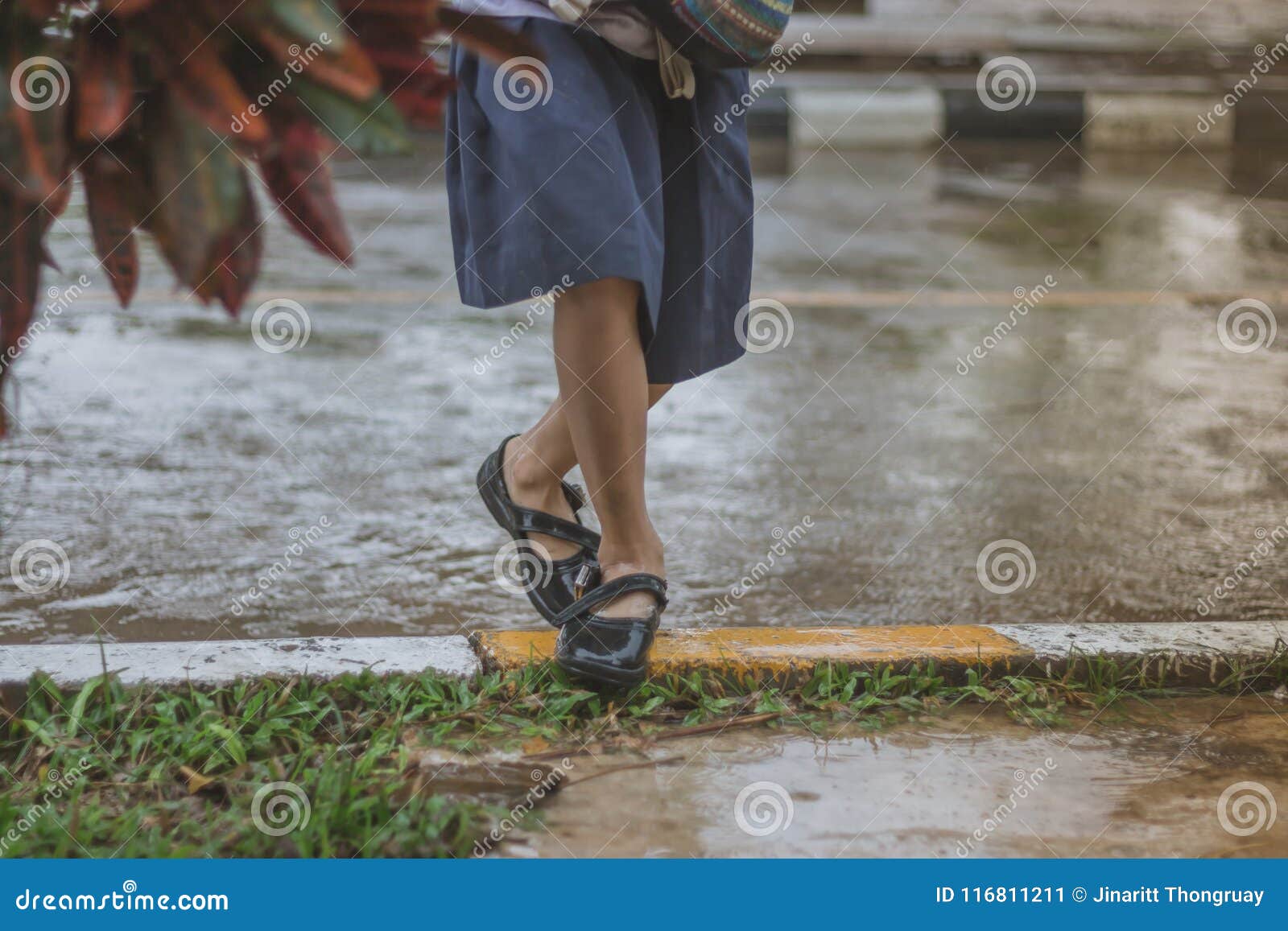 Students walk to the flood stock image. Image of female - 116811211