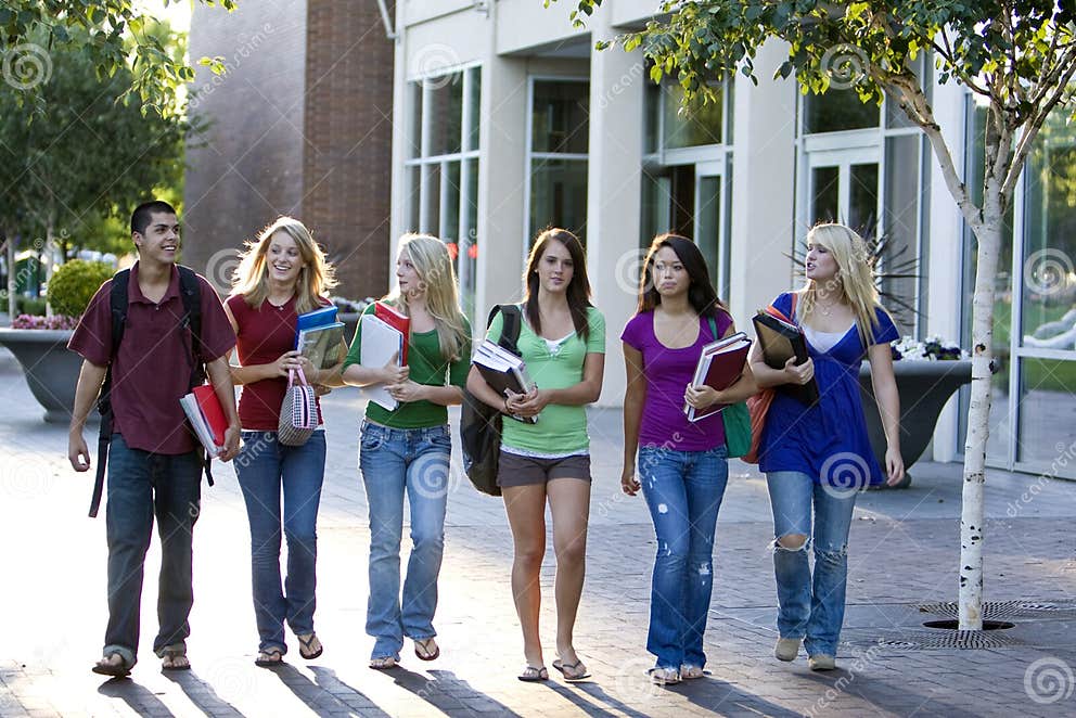 Students Walking stock image. Image of pupil, happiness - 7558727
