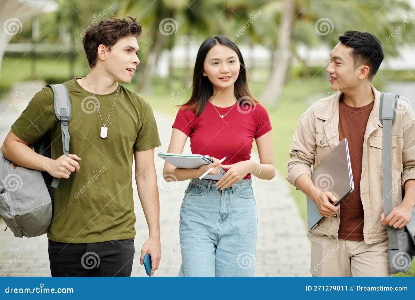 Students Walking on Campus stock image. Image of technology - 271279011