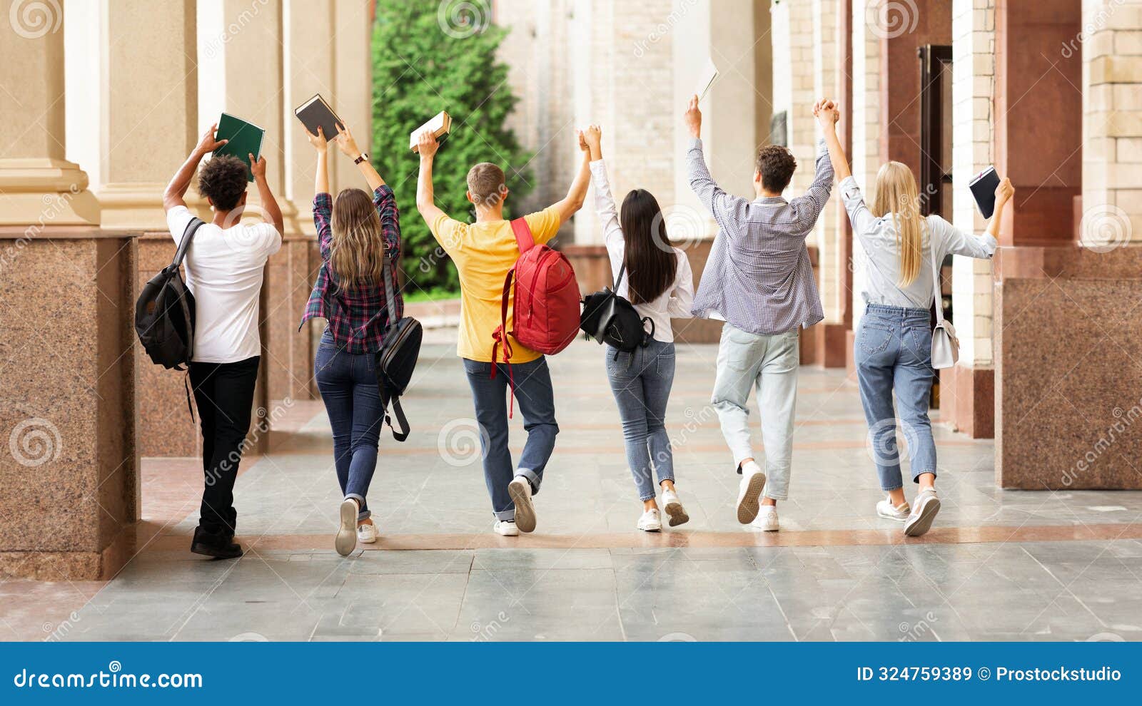 Students Walking in College Campus after Passing Test Stock Image ...