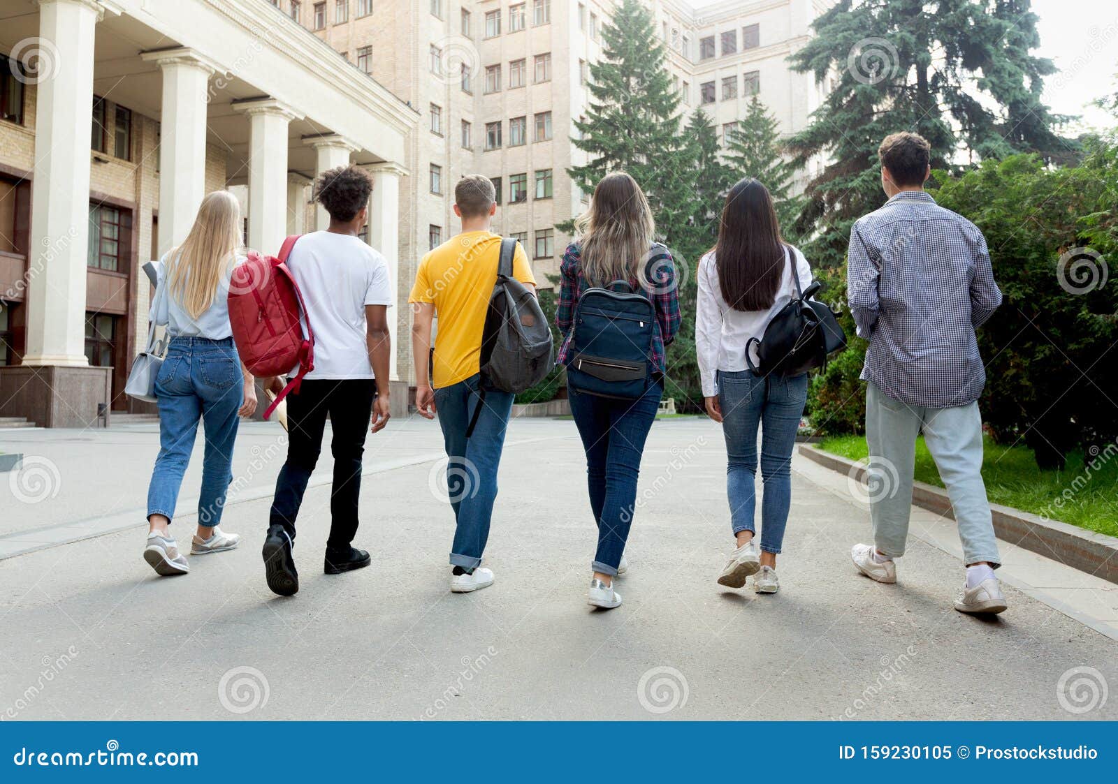 Students Walking Together Outdoors after Studies in Campus Stock Image ...