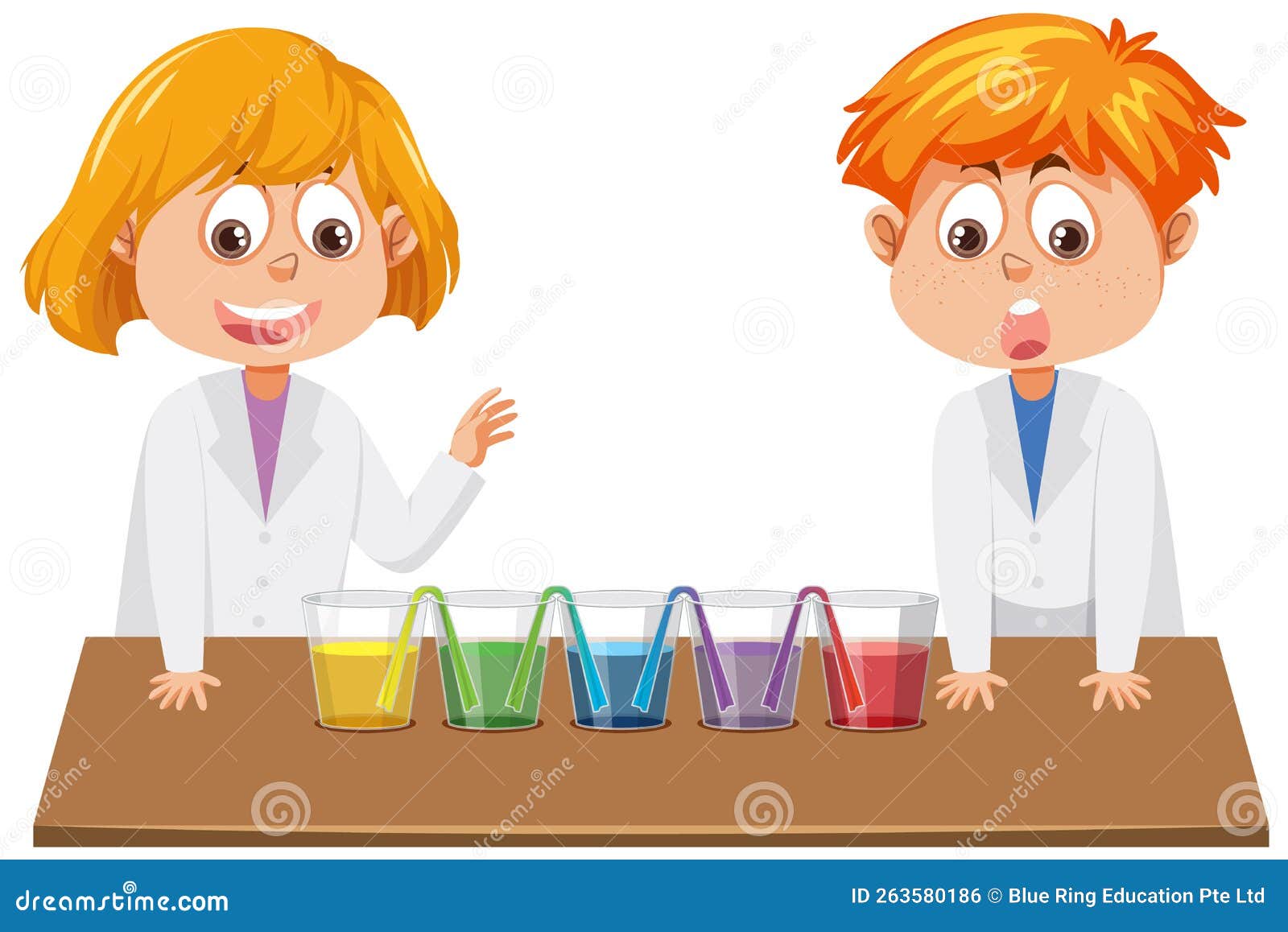 Students with Walking Water Science Experiment Stock Vector ...