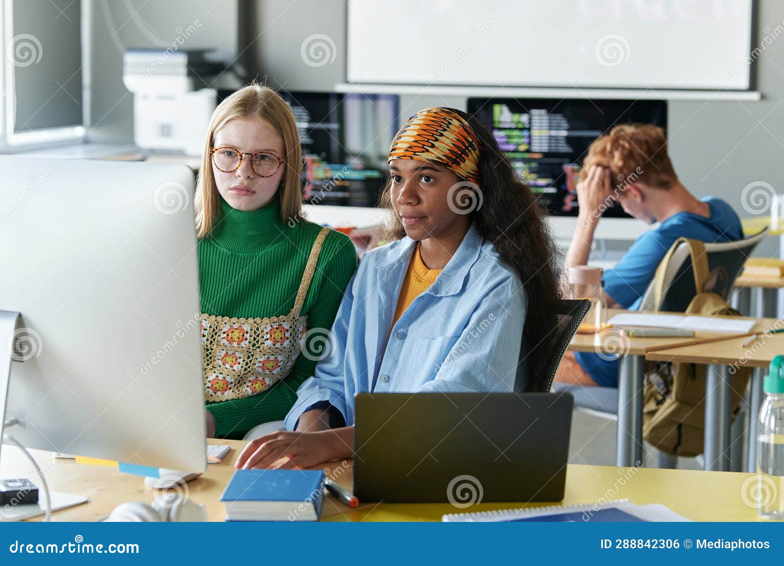 Students Watching Presentation on Computer Stock Photo - Image of ...