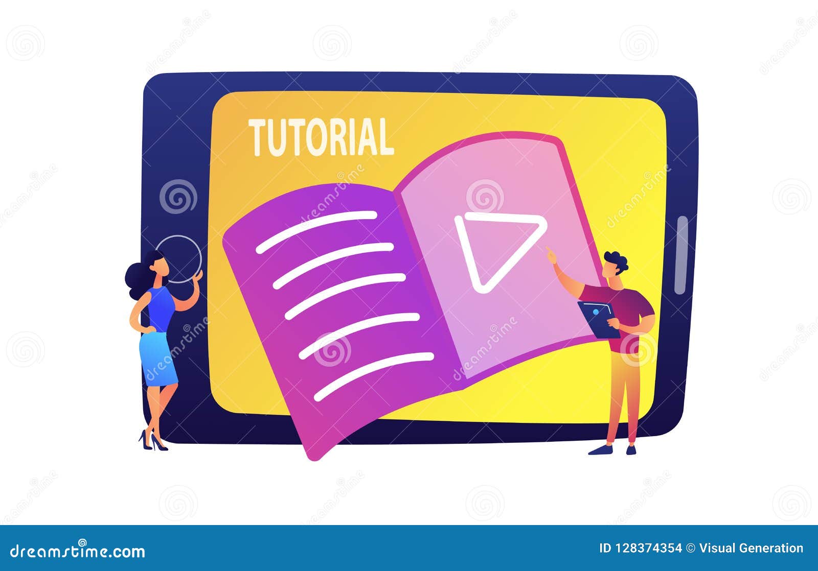 Students Watching Tutorial On Tablet Vector Illustration. Stock Vector ...