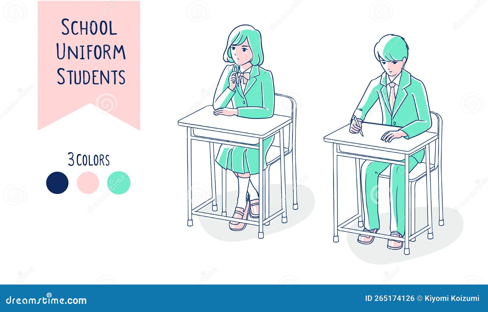 Students Wearing a School Uniform Taking Classes at School Stock Vector ...