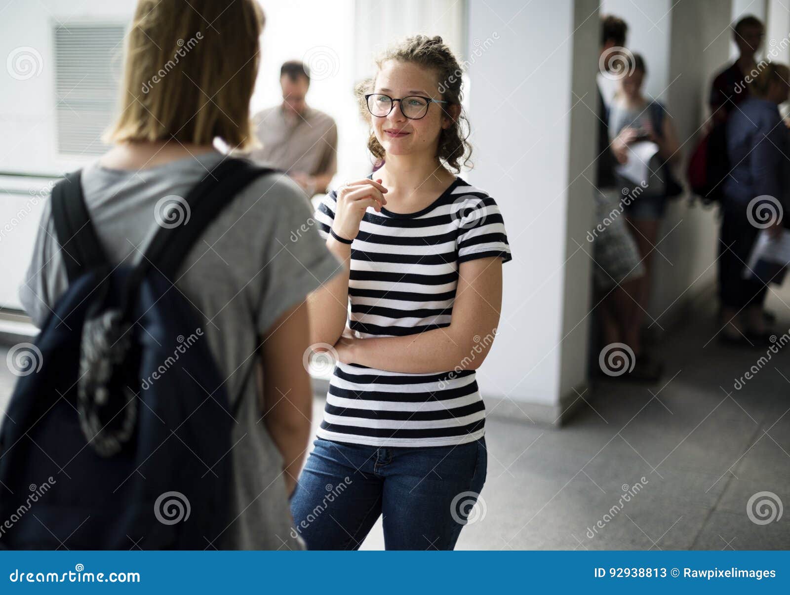 Students Women Standing Talking on Break Stock Image - Image of ...