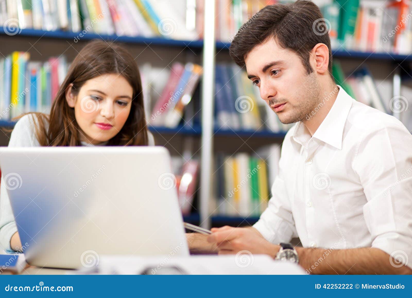 Students at Work in a Library Stock Photo - Image of studying ...