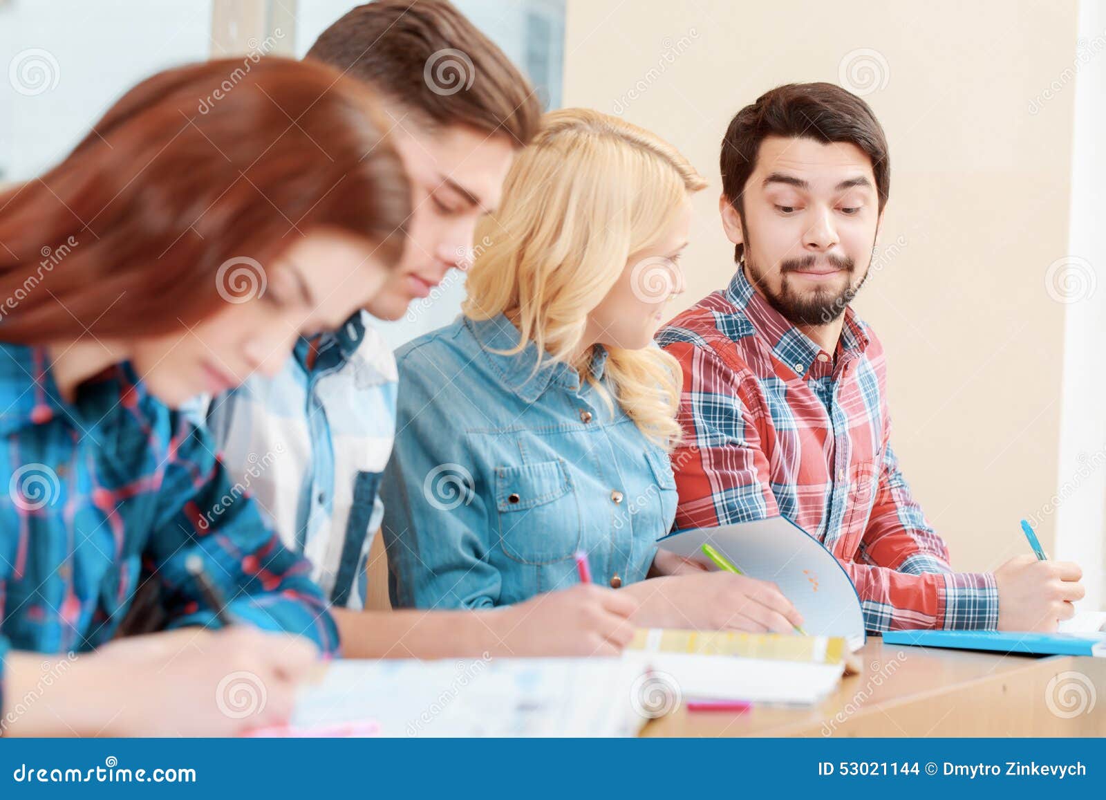 Students Work with Test-book Stock Photo - Image of lesson, lecture ...