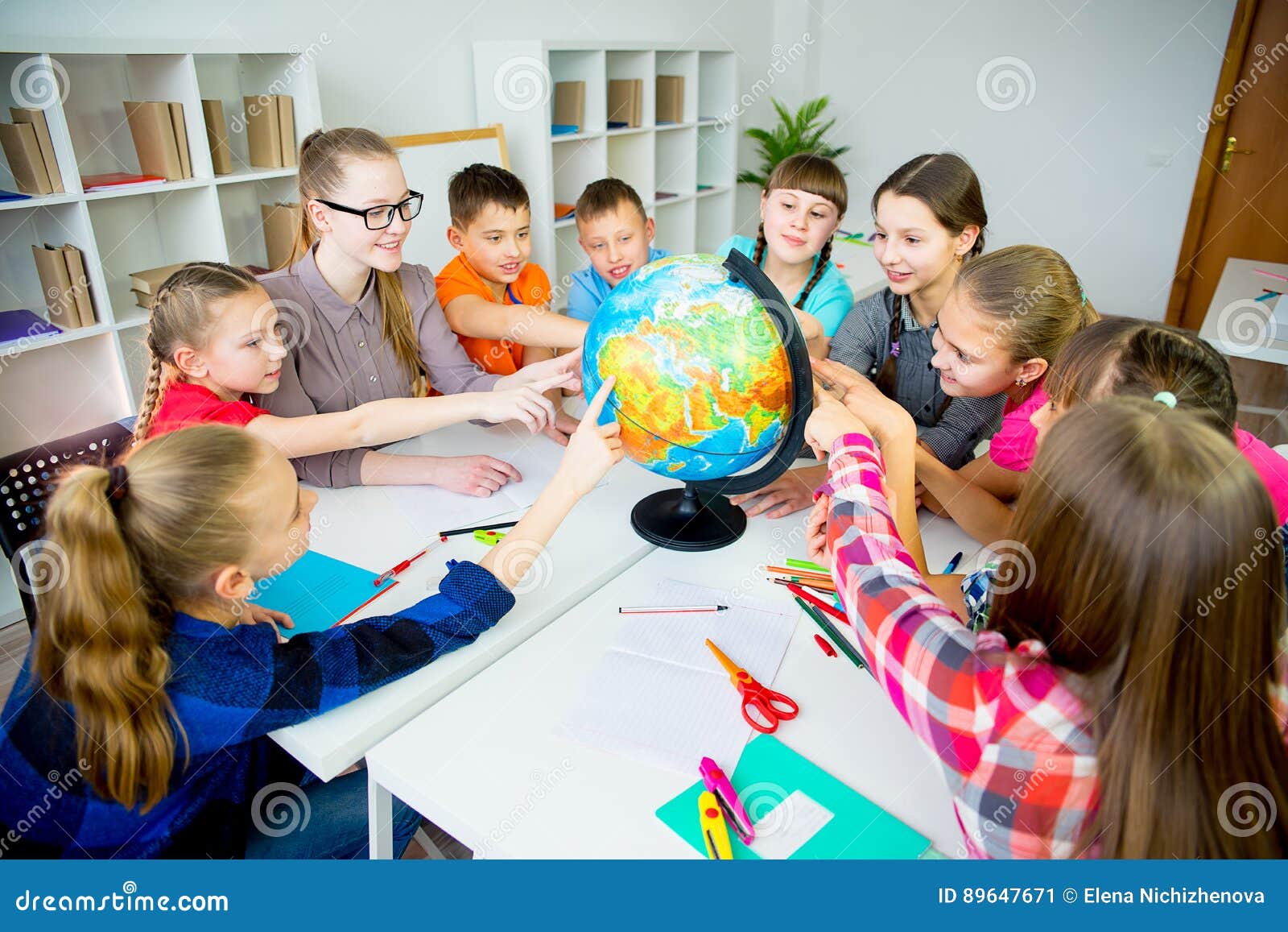 Students work together stock image. Image of grade, young - 89647671