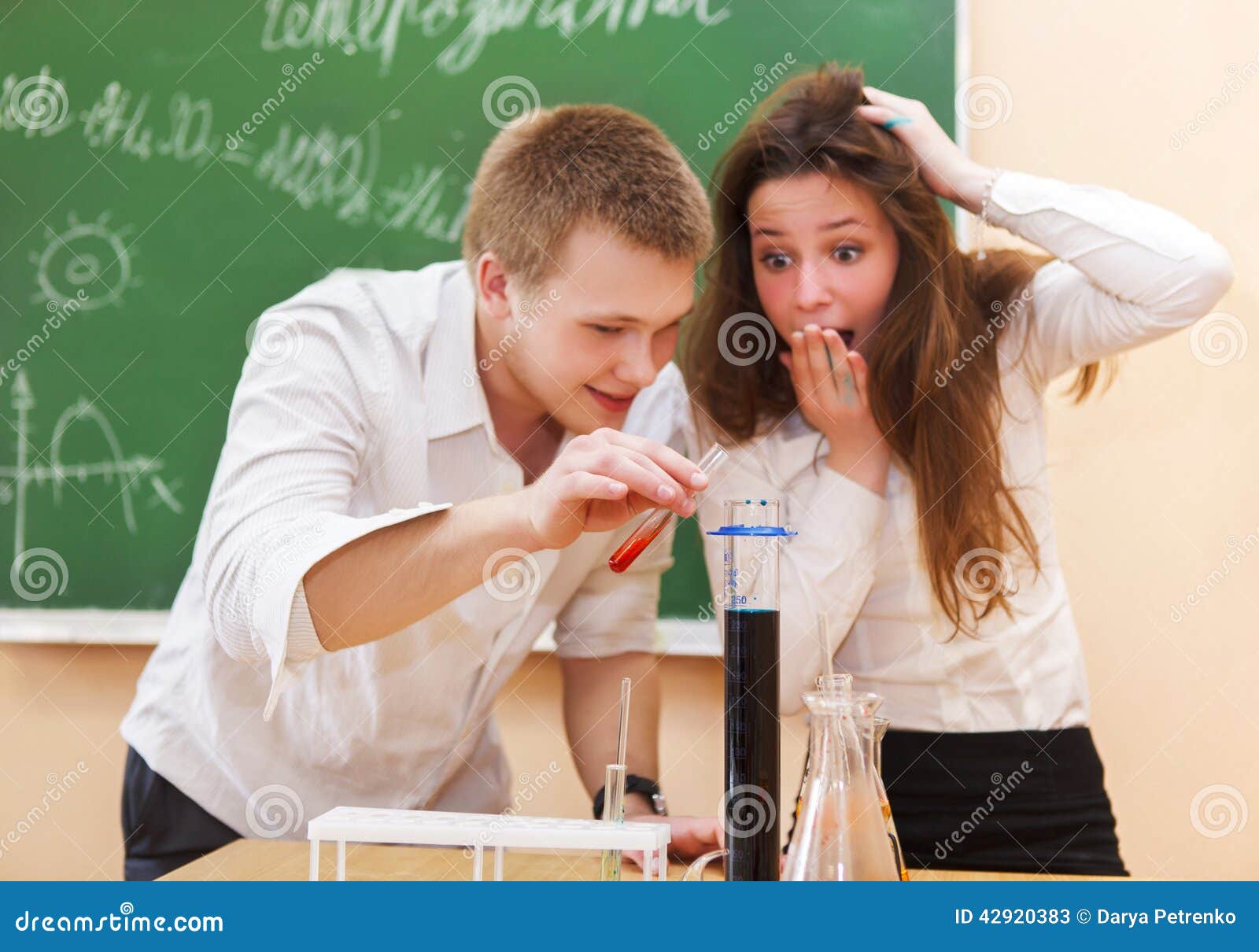 Students Working in Chemistry Laboratory Stock Image - Image of beaker ...