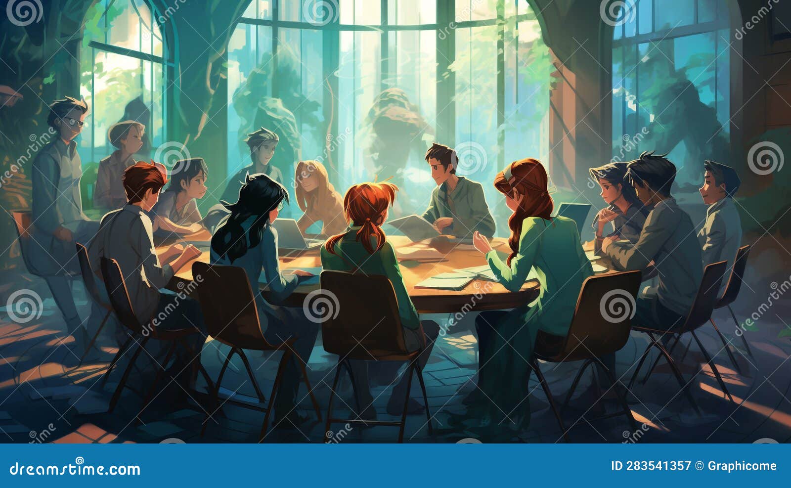 Students Working in a Classroom Stock Illustration - Illustration of ...