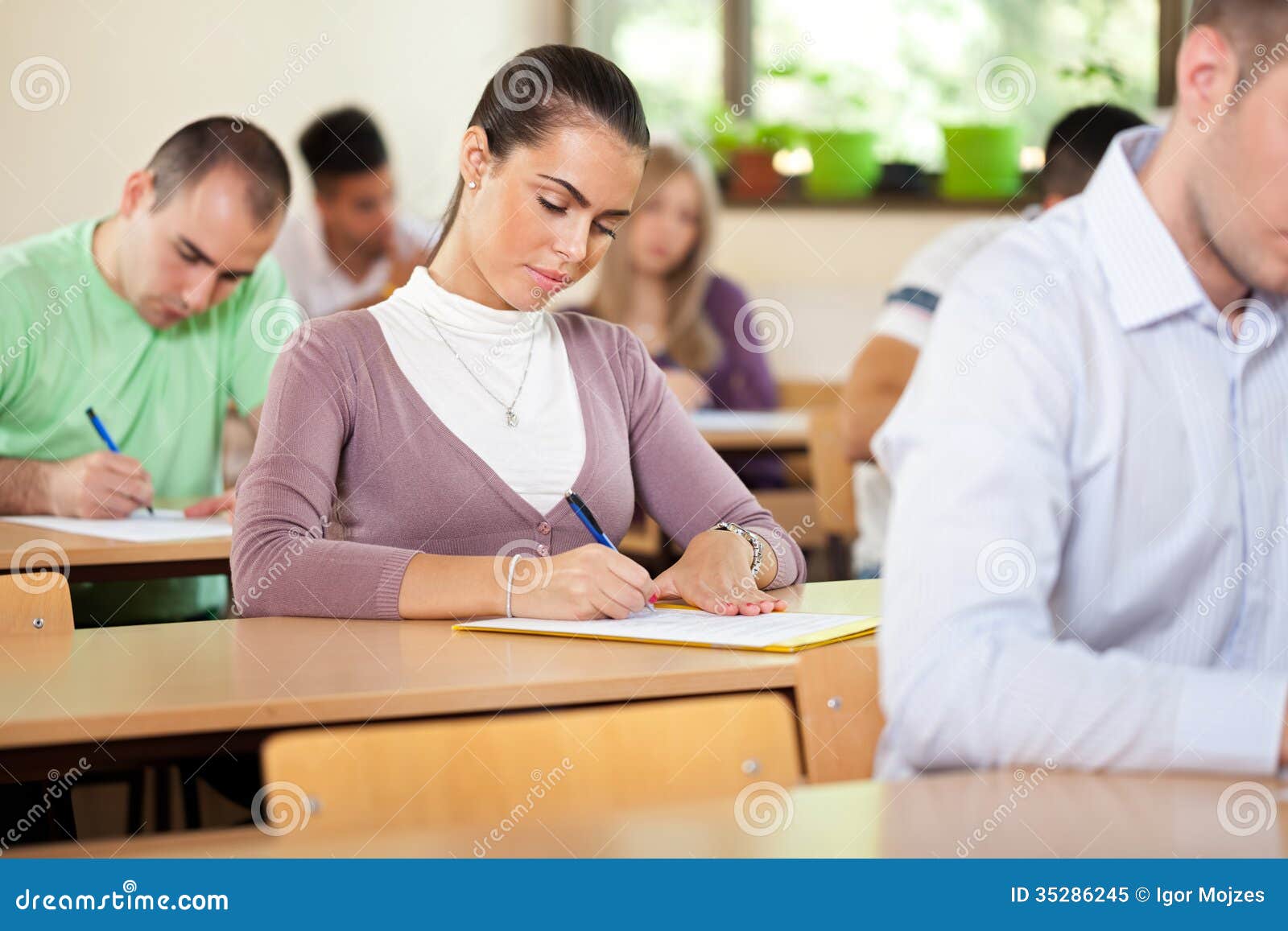 Students Working in Classroom Stock Image - Image of education, student ...
