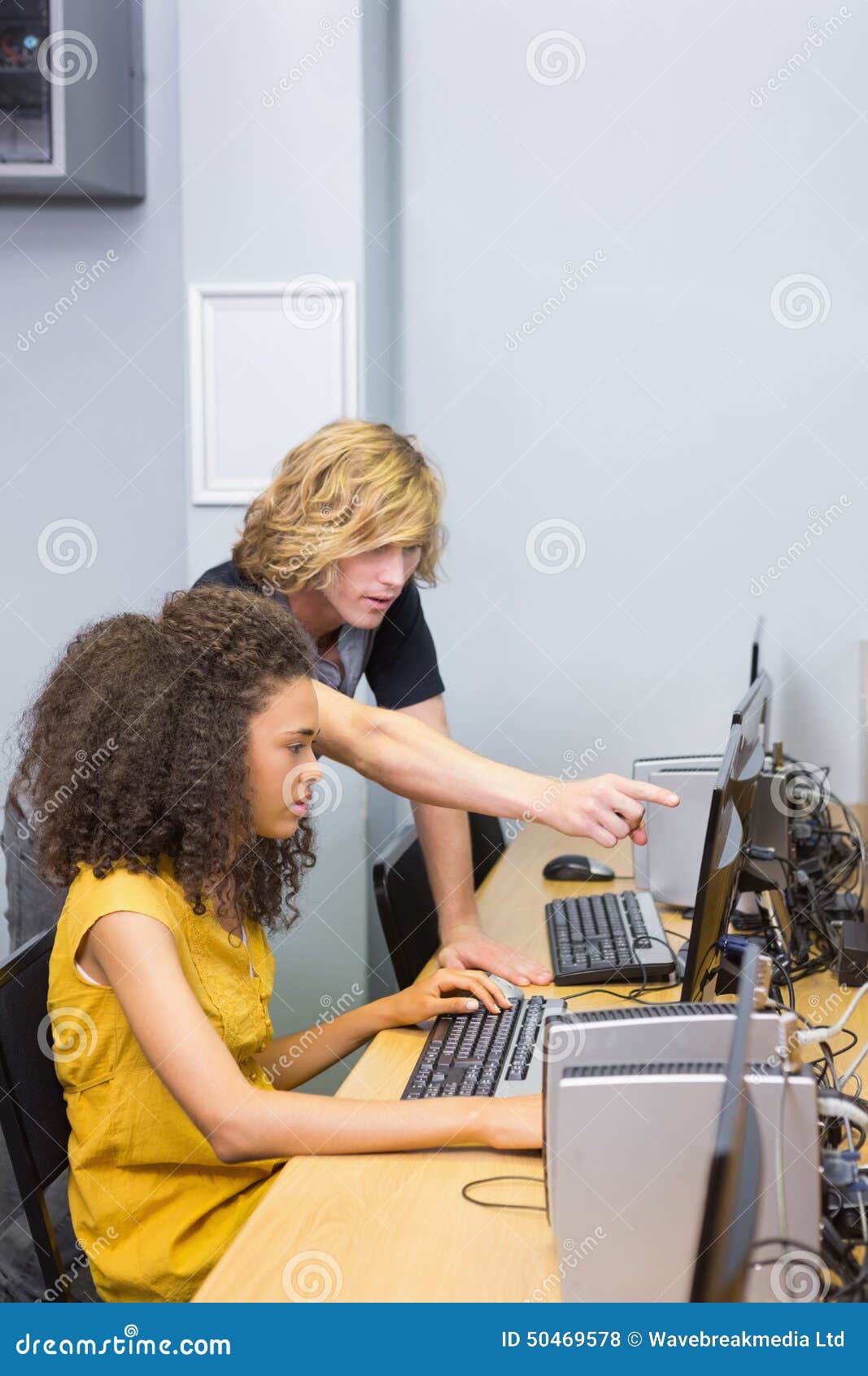 Students Working on Computer in Classroom Stock Photo - Image of ...
