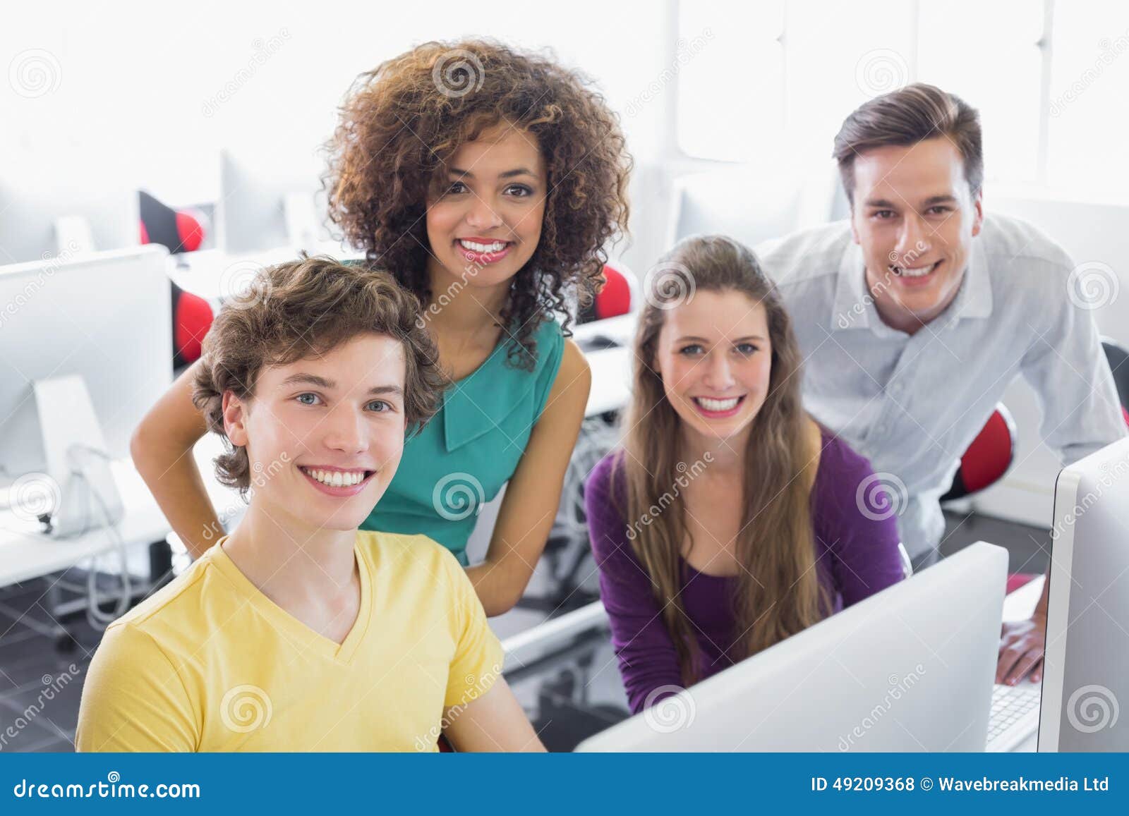 Students Working in Computer Room Stock Photo - Image of higher, girl ...