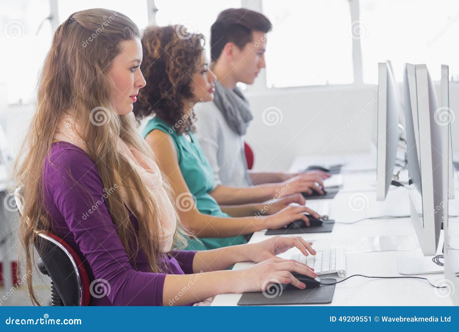 Students Working in Computer Room Stock Image - Image of classroom ...