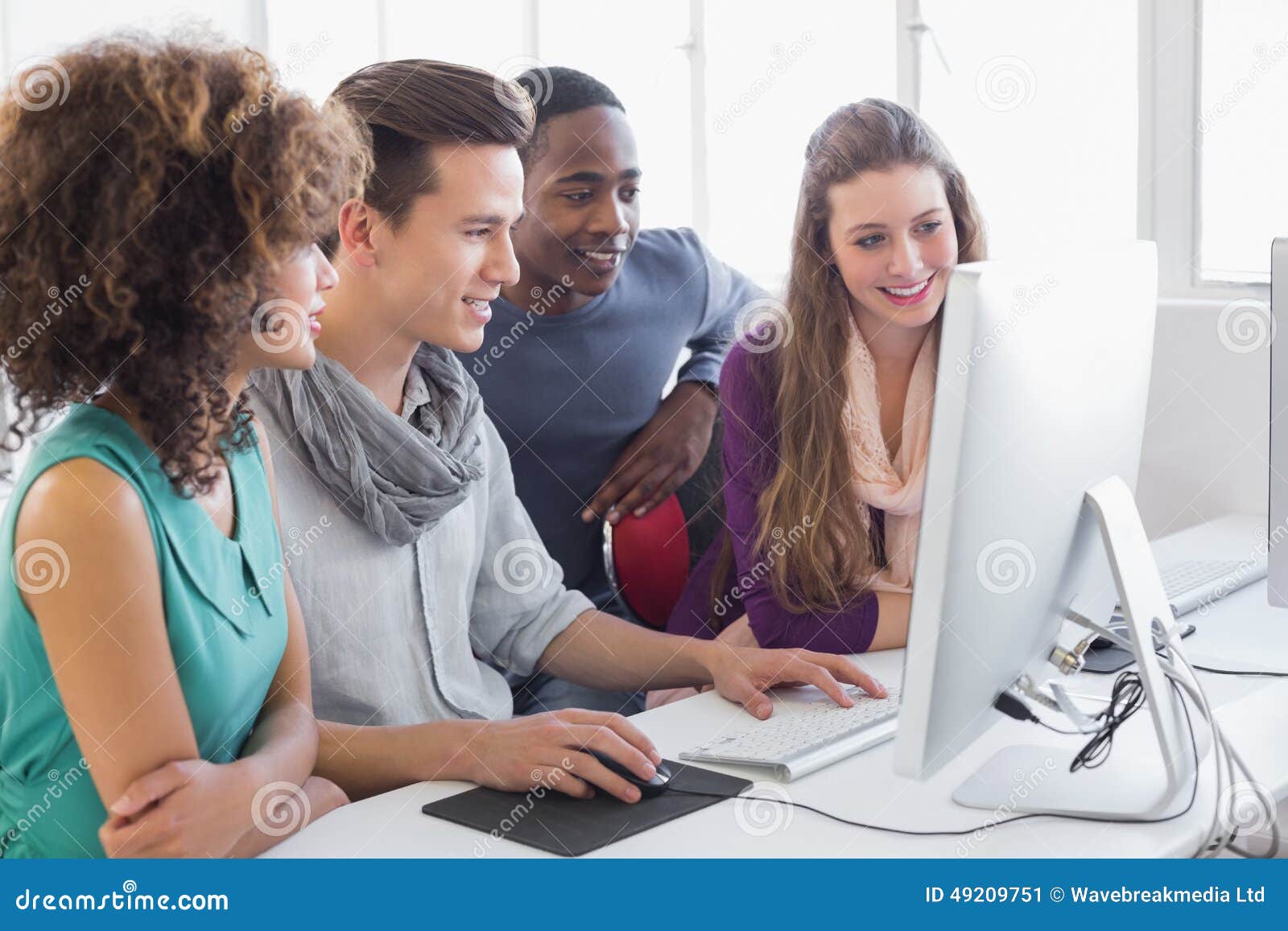 Students Working in Computer Room Stock Image - Image of cheerful ...