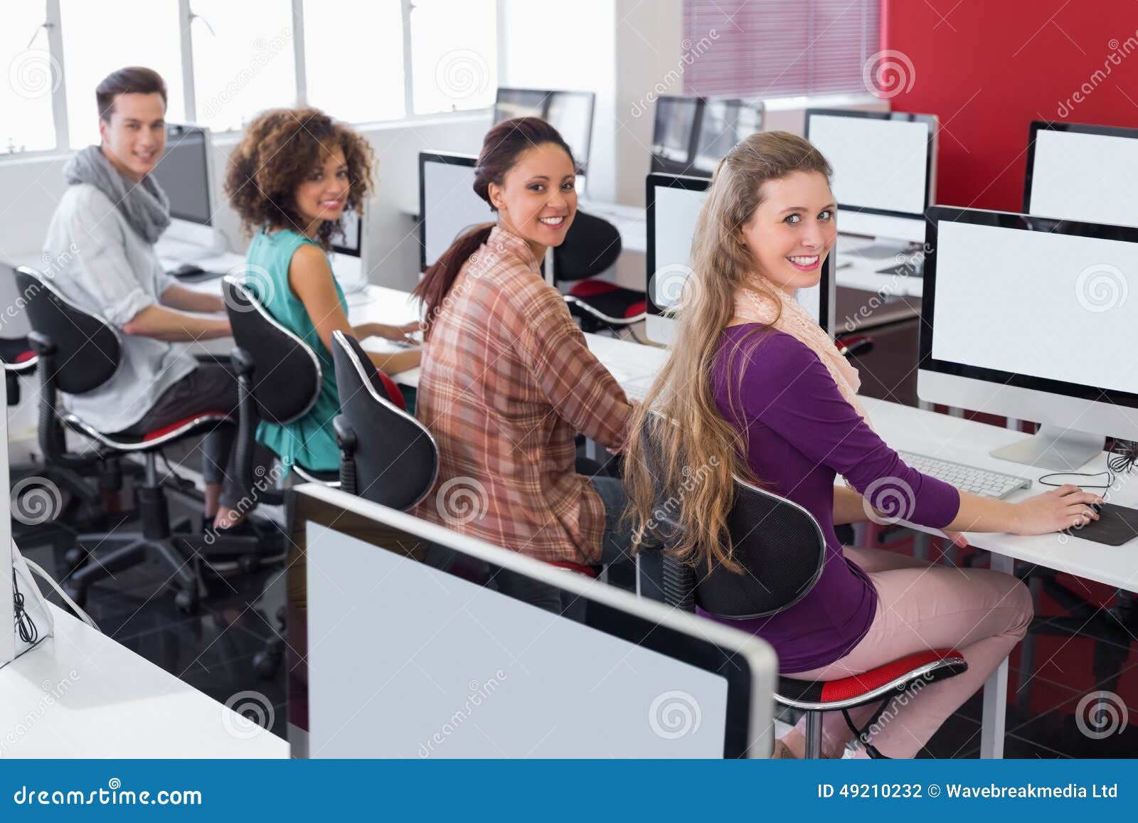 Students Working in Computer Room Stock Photo - Image of knowledge ...