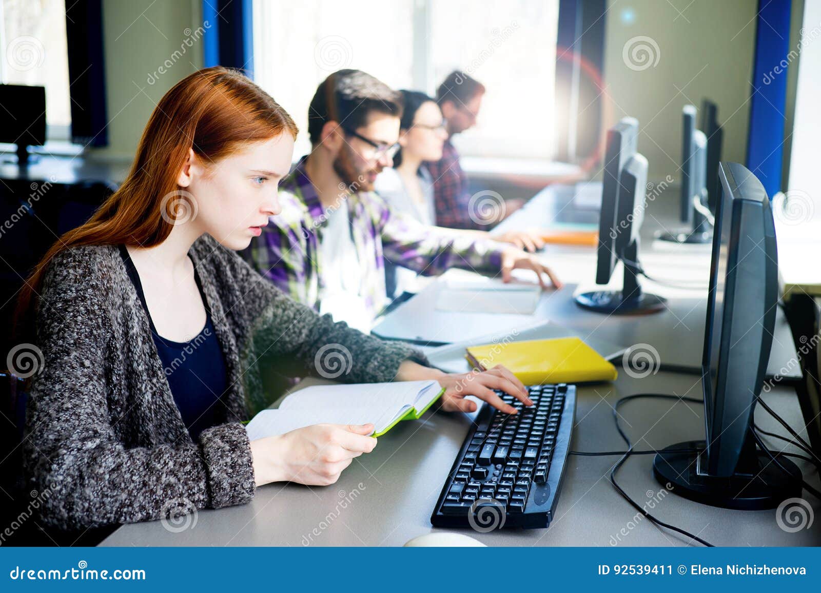 Students Working on Computers Stock Image - Image of class, attractive ...