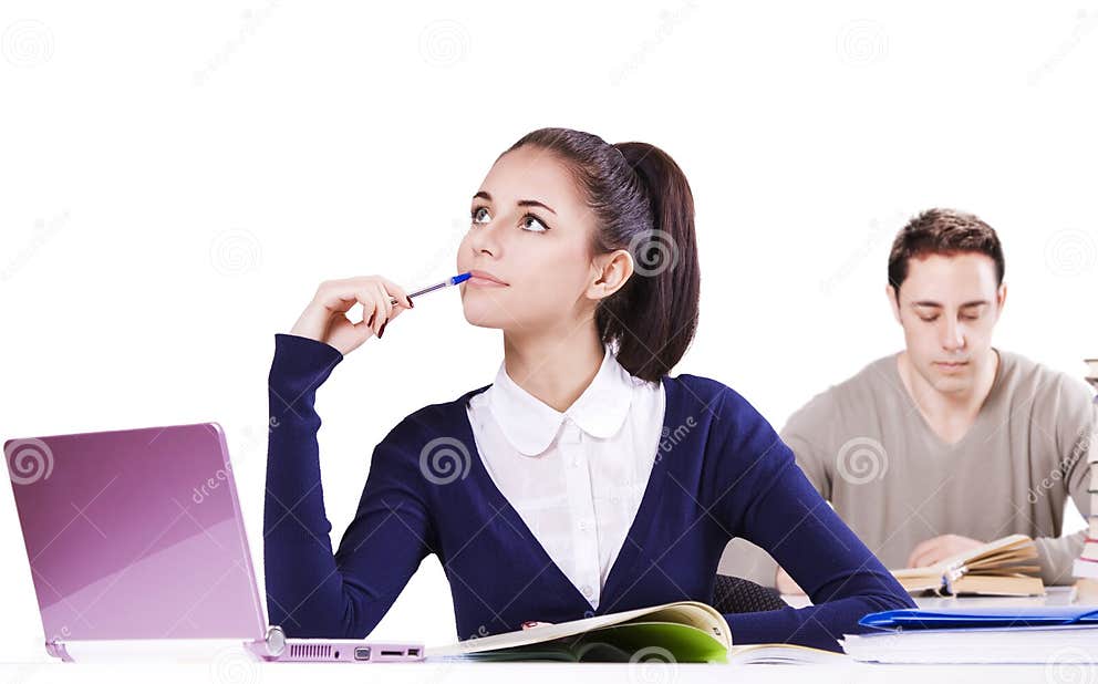 Students working at desks stock photo. Image of library - 30668044
